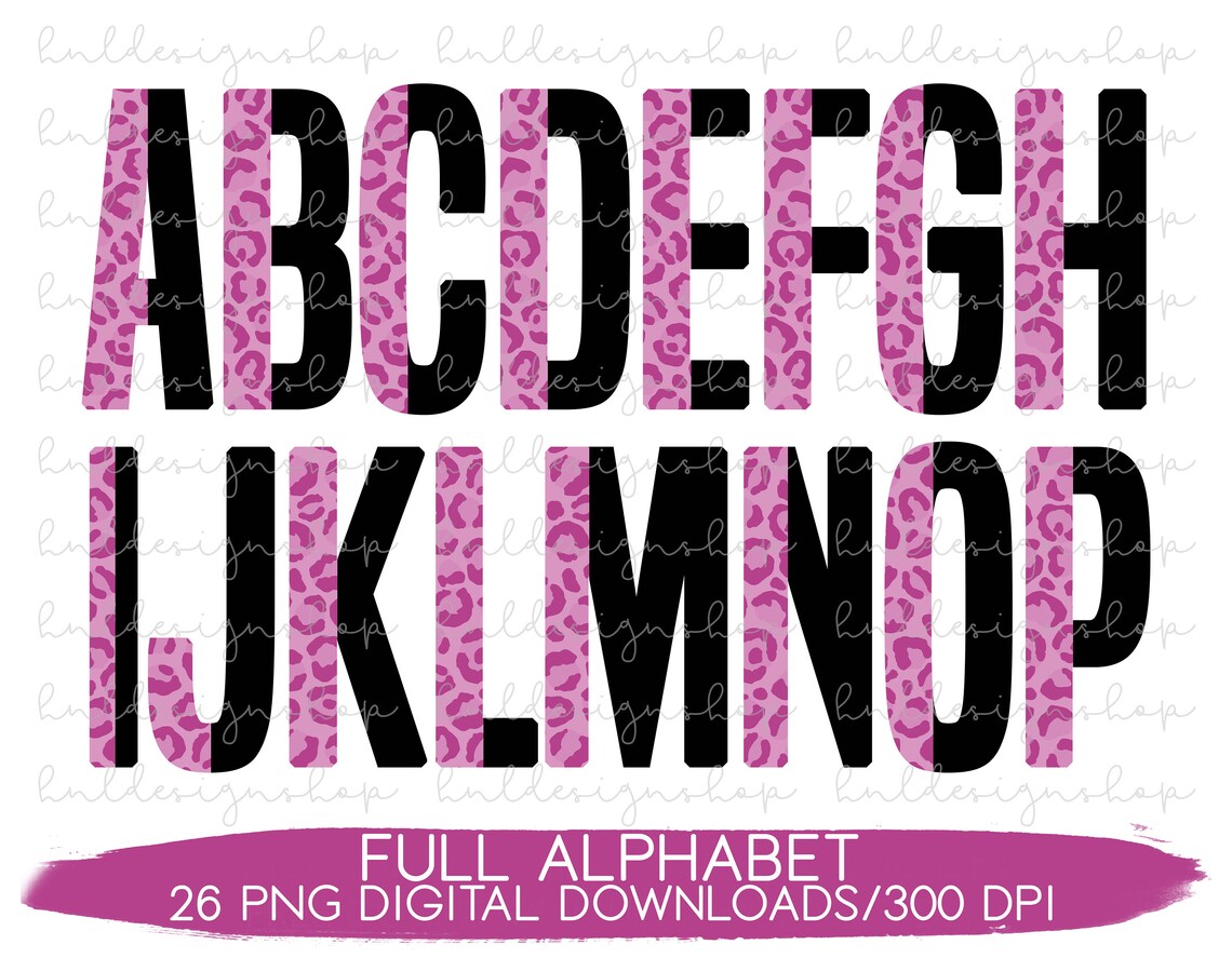 Pink Leopard Print Letters PNG Leopard Font Png Pink Leopard | Etsy