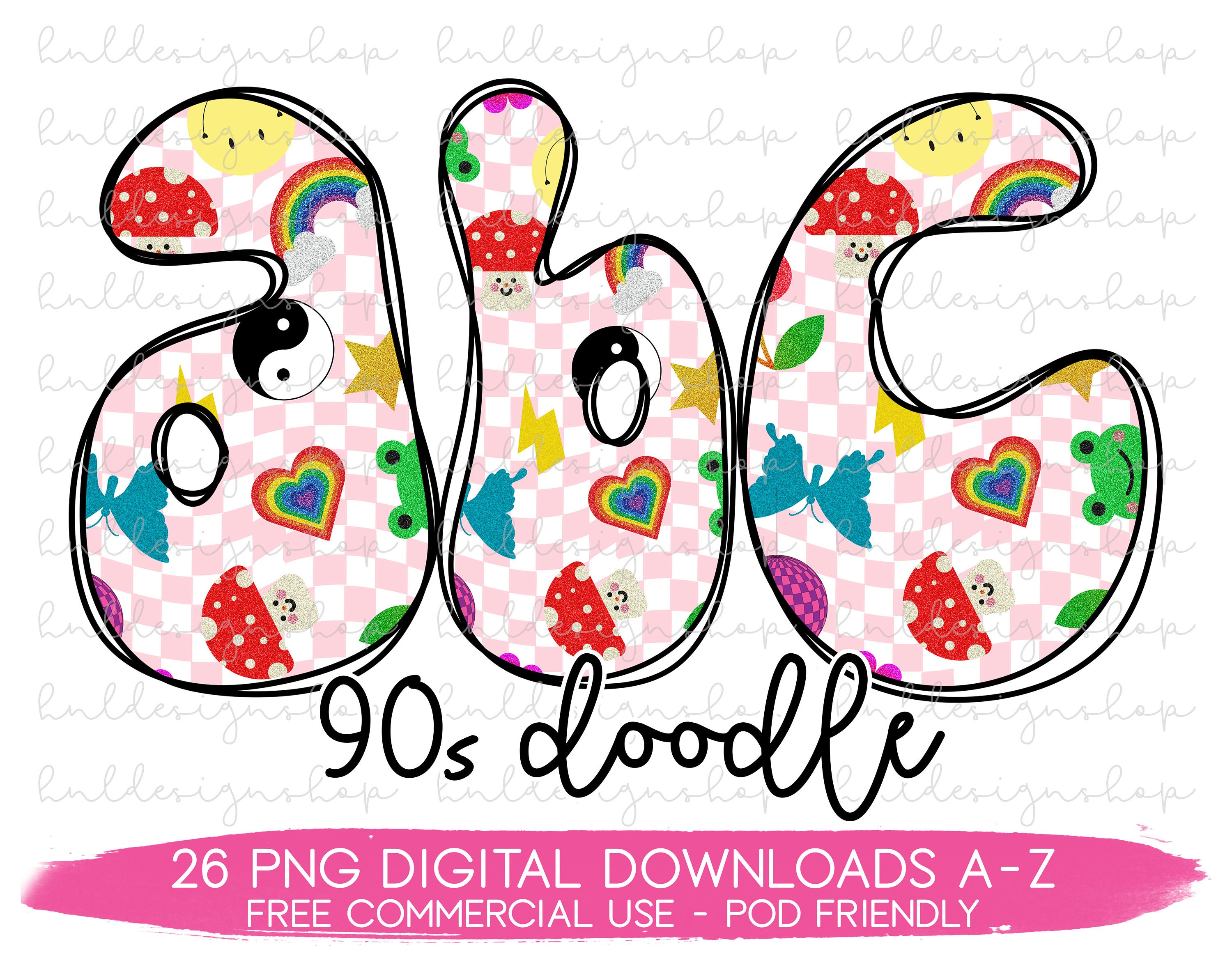 90s Retro Doodle Letters Png Retro Font Png 90s Sublimation - Etsy