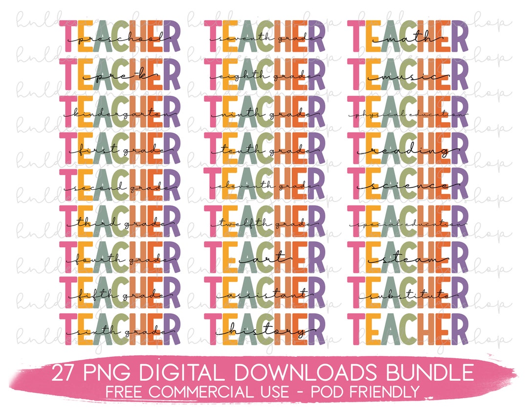 Teacher Png Bundle, Teacher Sublimation Designs, Teacher Shirt Designs ...
