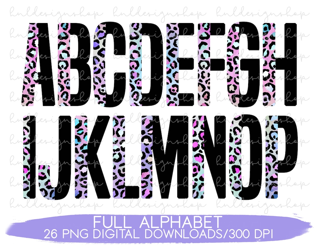 Purple Leopard Print Letters PNG, Pink Half Leopard Font Png, Leopard ...