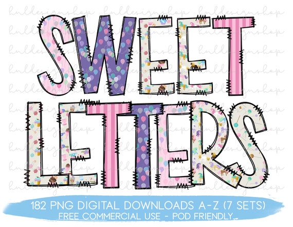 SET OF 7 Sweet Doodle Letters Png Donut Font Png Candy - Etsy