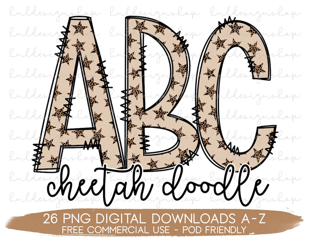 Cheetah Print Doodle Letters PNG, Cheetah Font Png, Cheetah Print ...