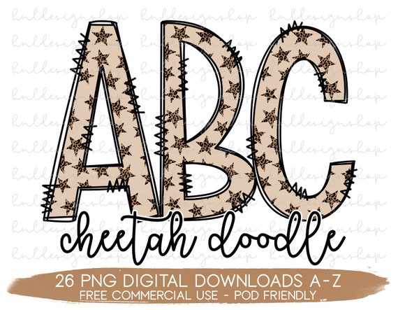 Cheetah Print Doodle Letters PNG Cheetah Font Png Cheetah - Etsy
