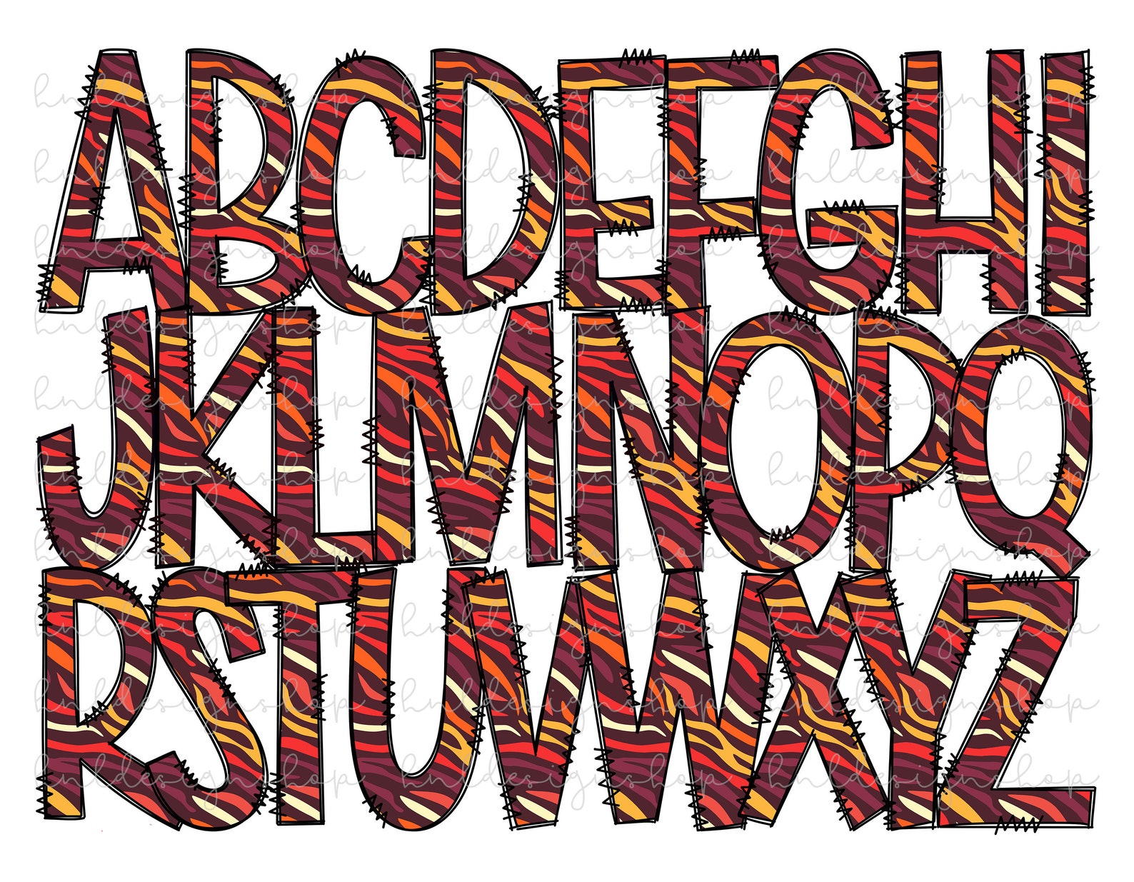 Zebra Print Doodle Letter PNG Zebra Font Png Zebra Print - Etsy