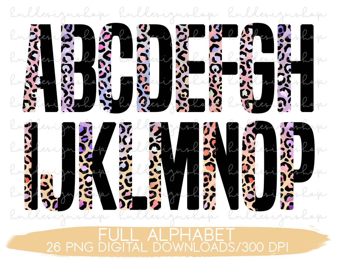 Rainbow Leopard Png, Leopard Print Letters PNG, Half Leopard Font Png ...
