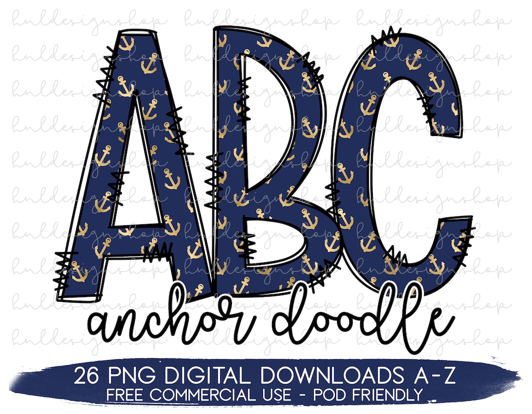Nautical Doodle Letters Png, Nautical Font Png, Nautical Sublimation ...