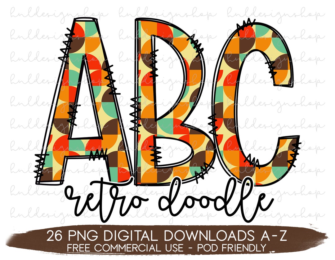 Retro Doodle Letters Png, Retro Font Png, 80s Sublimation, Retro ...