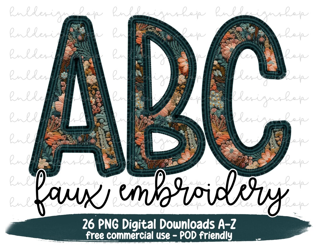 Faux Embroidery Letters PNG, Faux Embroidered PNG, Faux Embroidery Png ...