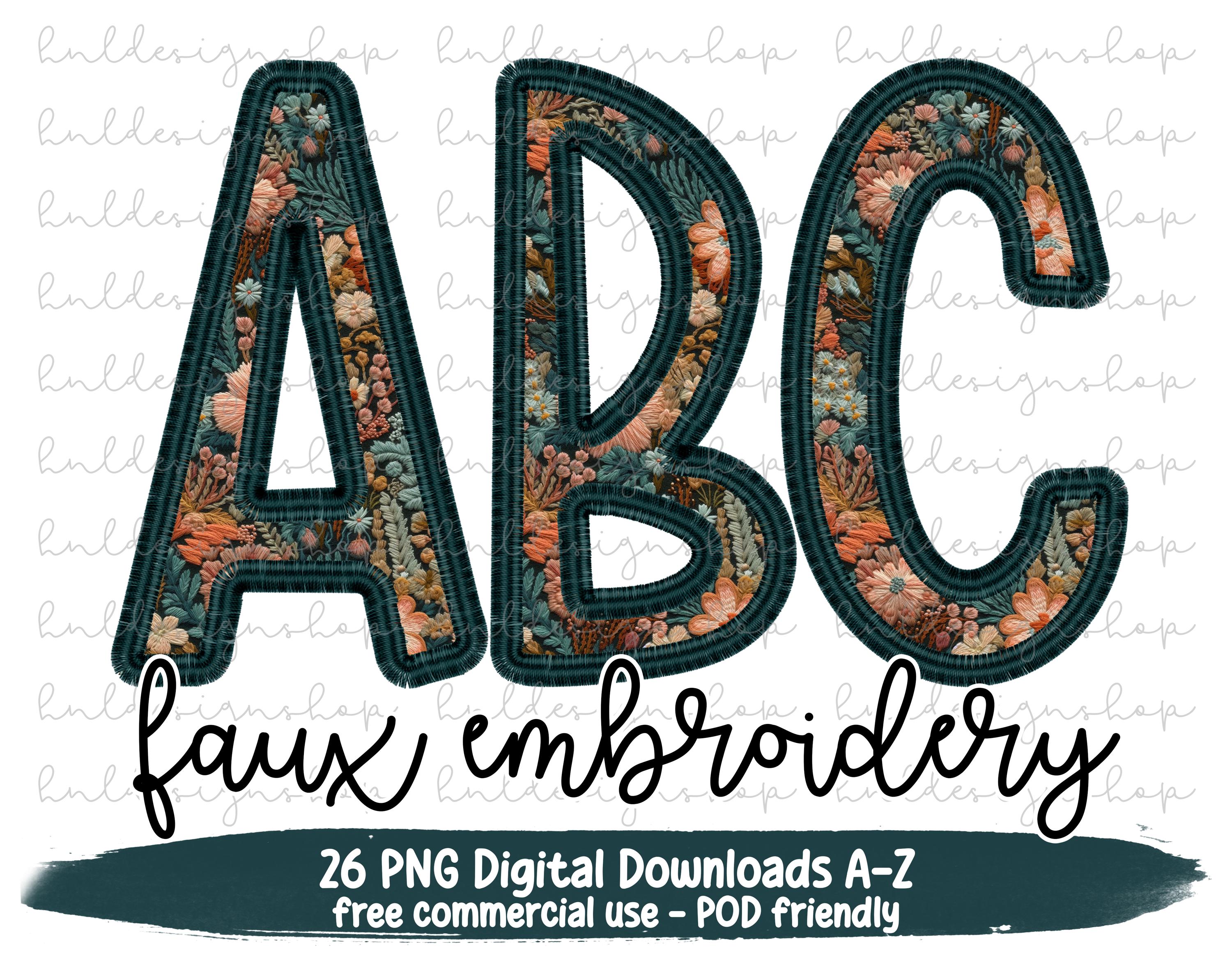 Faux Embroidery Letters PNG, Faux Embroidered PNG, Faux Embroidery Png ...
