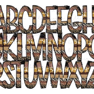 Safari Doodle Letter PNG, Leopard Font Png, Leopard Print Sublimation ...