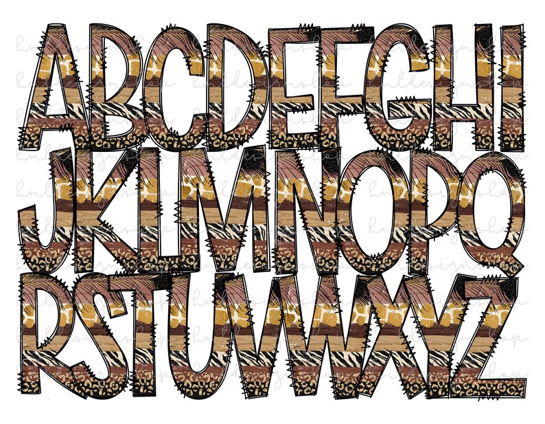 Safari Doodle Letter PNG Leopard Font Png Leopard Print - Etsy