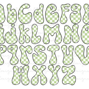 Green Checker Doodle Letters Png, Checker Font Png, Kids Sublimation ...