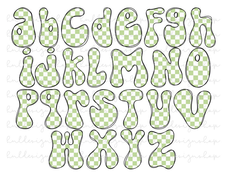 Green Checker Doodle Letters Png Checker Font Png Kids - Etsy