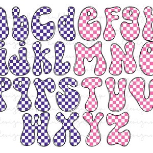 Set of 10 Rainbow Checker Doodle Letters Png, Rainbow Checker Font Png ...