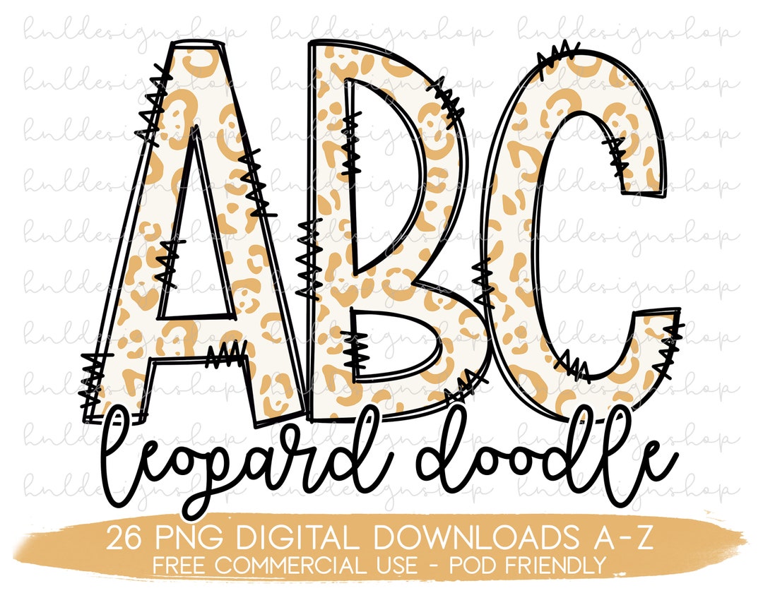 Orange Leopard Print Doodle Letters PNG, Cheetah Font Png, Cheetah ...