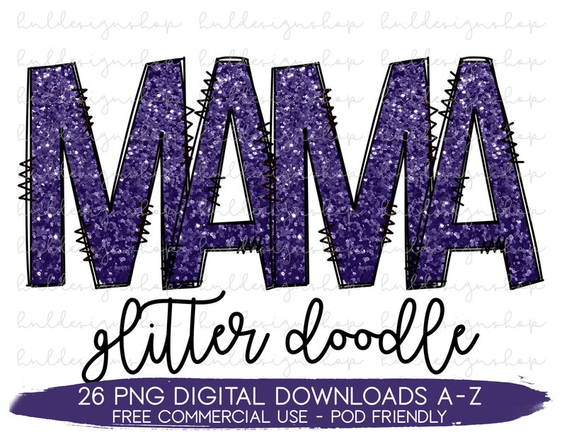 Purple Glitter Doodle Letters Png Purple Font Png Purple - Etsy
