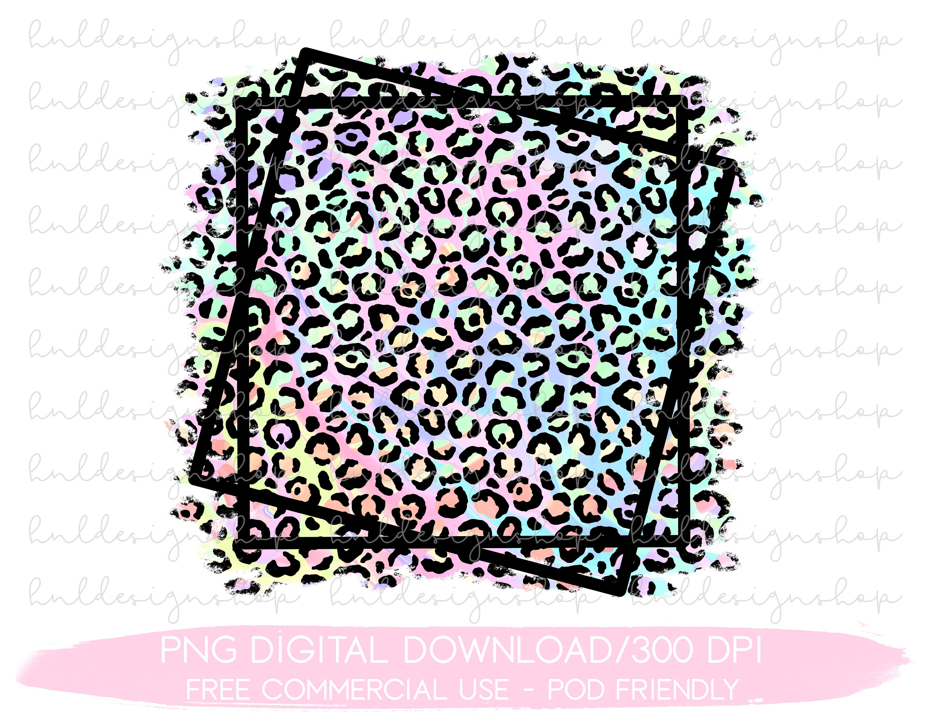 Colorful Leopard Print Leopard Frame PNG Distressed Leopard - Etsy
