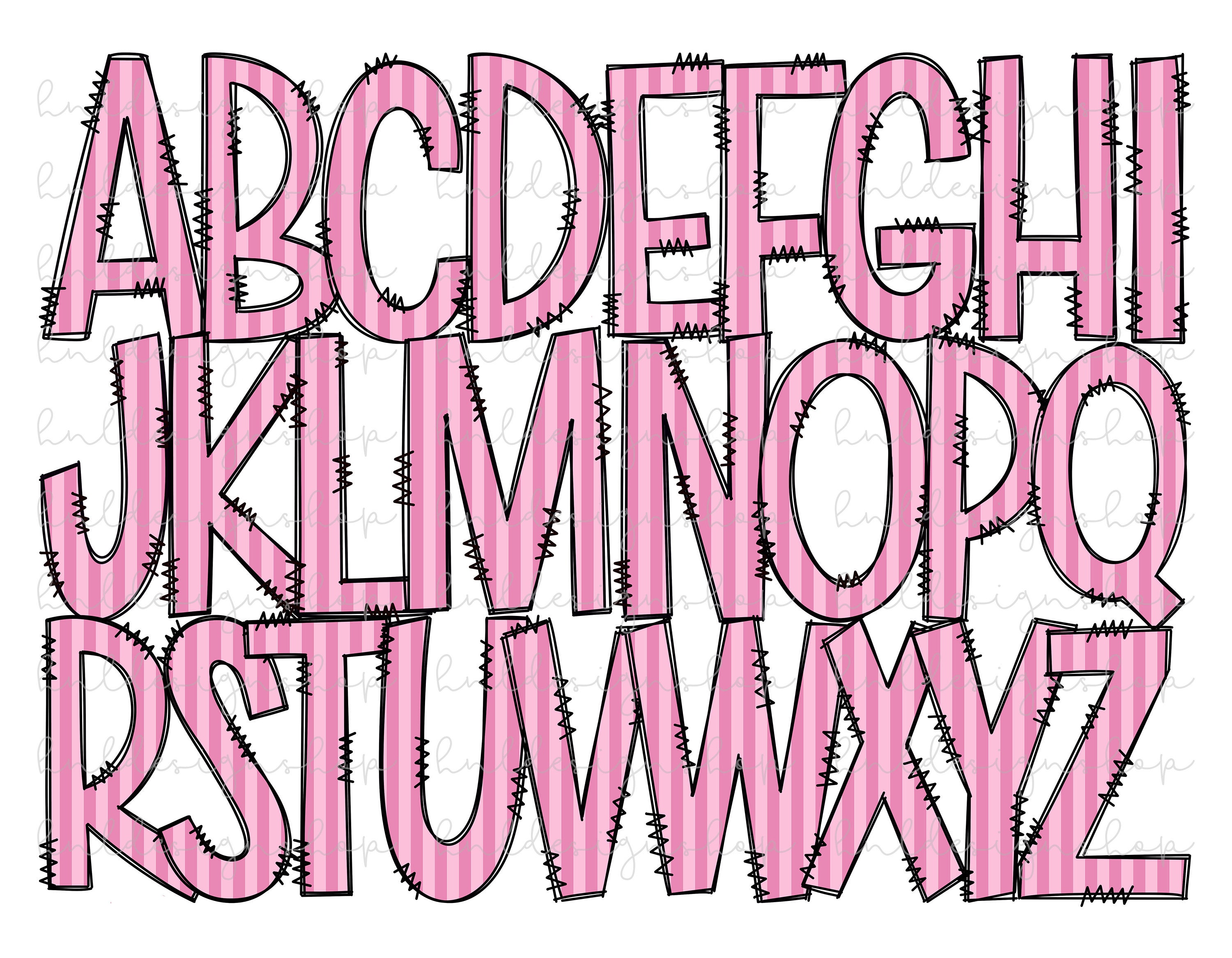 Pink Doodle Letters Png, Pink Font Png, Pink Letter Sublimation Shirt ...