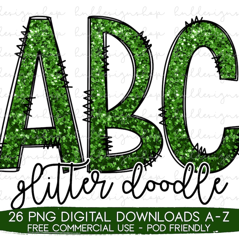 Green Glitter Font - Etsy