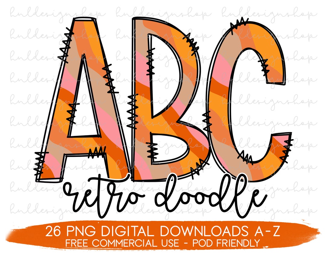 Retro Doodle Letters Png, Retro Font Png, 80s Sublimation, Retro ...