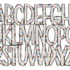 SET OF 7 Sweet Doodle Letters Png, Donut Font Png, Candy Sublimation ...