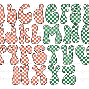 Set of 10 Rainbow Checker Doodle Letters Png, Rainbow Checker Font Png ...