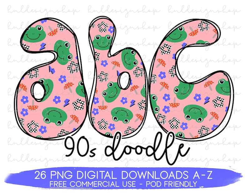 90s Retro Doodle Letters Png, Retro Font Png, Frog Pngs, 90s ...