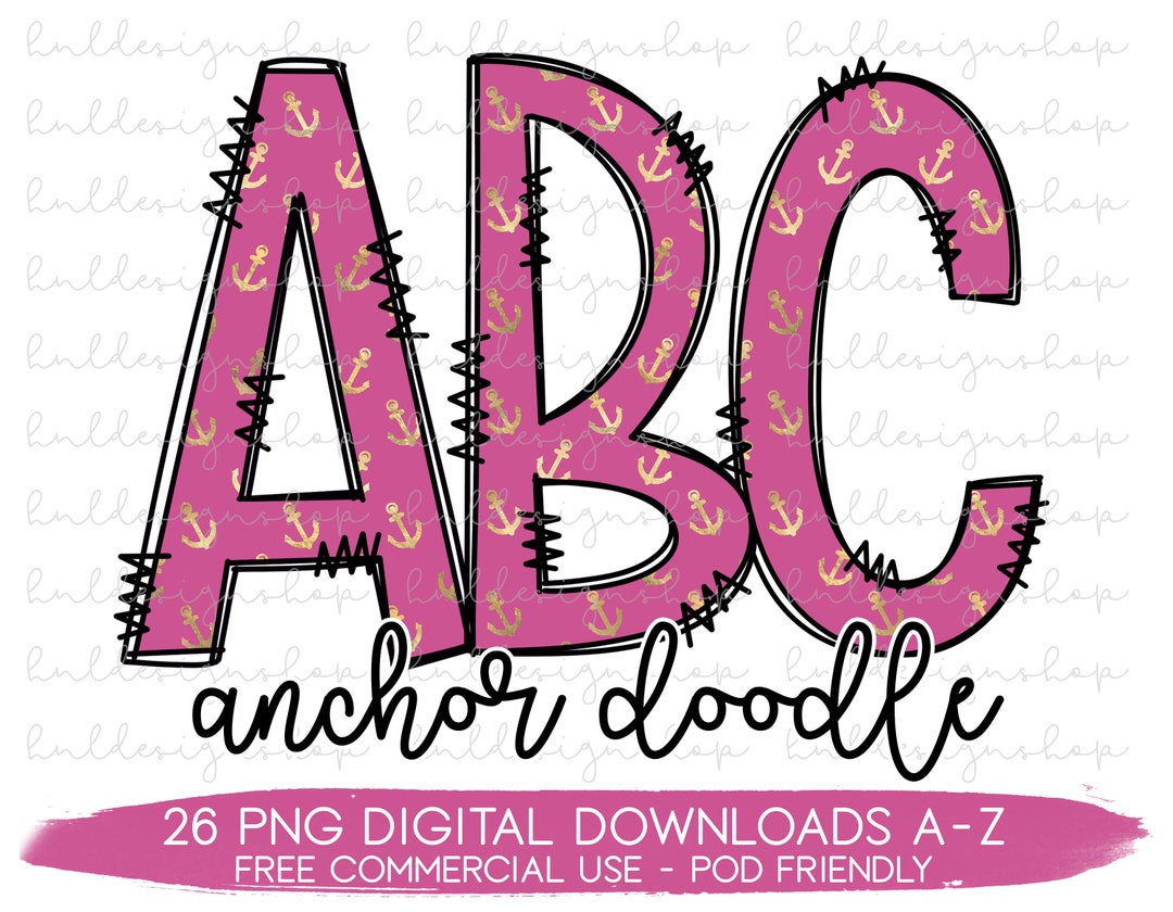 Nautical Doodle Letters Png, Nautical Font Png, Nautical Sublimation ...