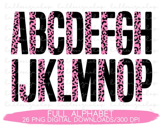 Pink Leopard Print Letters PNG Leopard Font Png Pink Leopard | Etsy