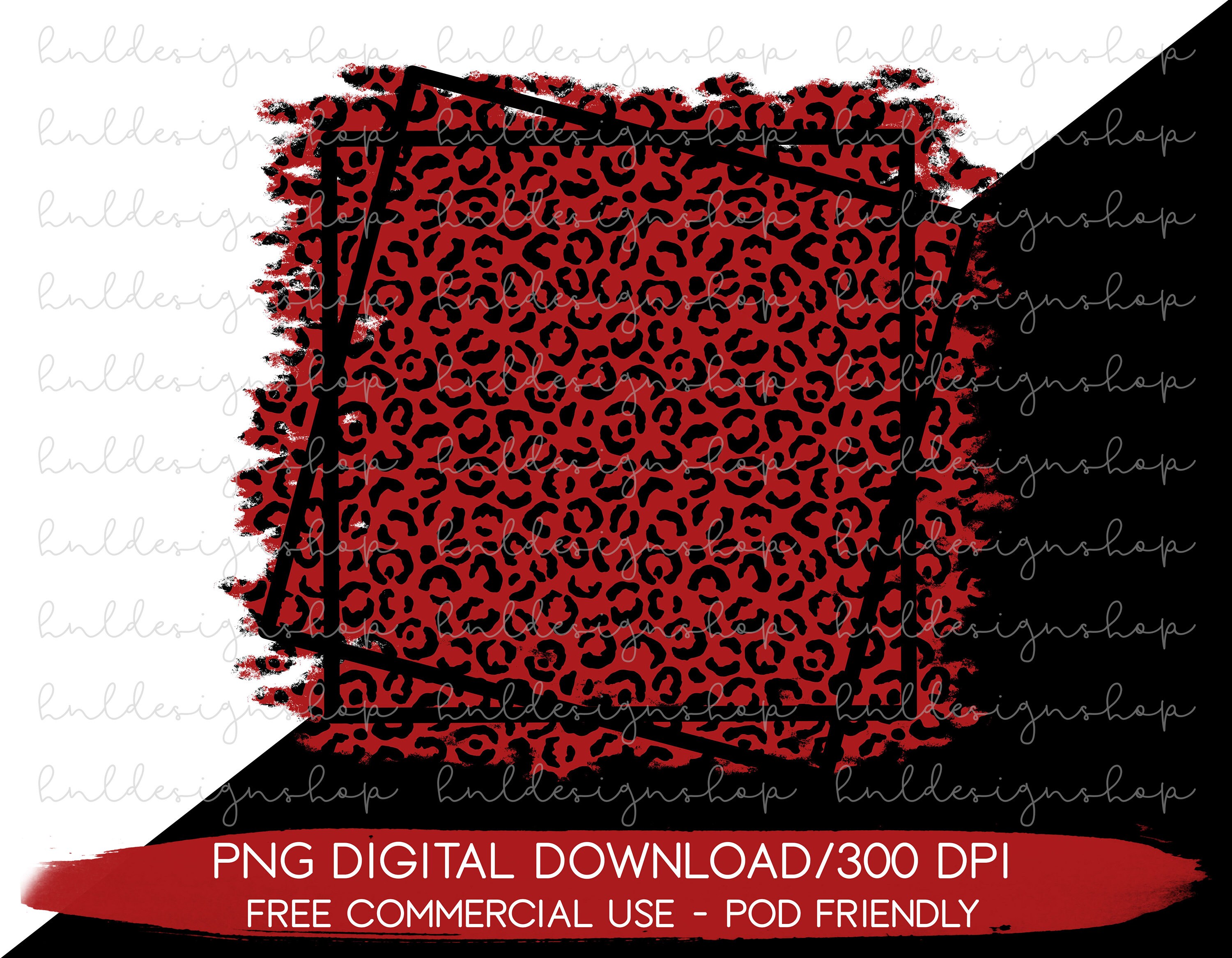 Red Leopard Print Backsplash, Leopard Frame PNG, Distressed Leopard ...