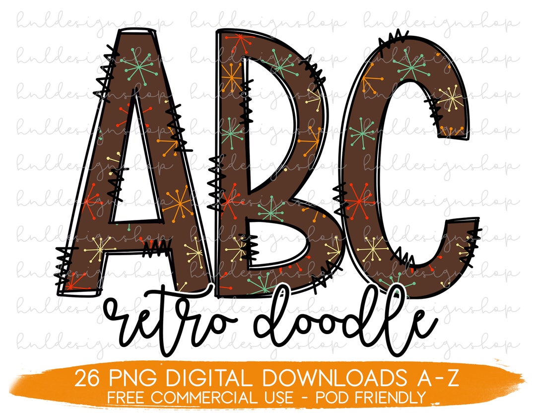 Retro Doodle Letters Png, Retro Font Png, 80s Sublimation, Retro ...