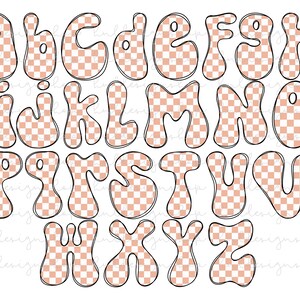 Peach Checker Doodle Letters Png, Checker Font Png, Kids Sublimation ...