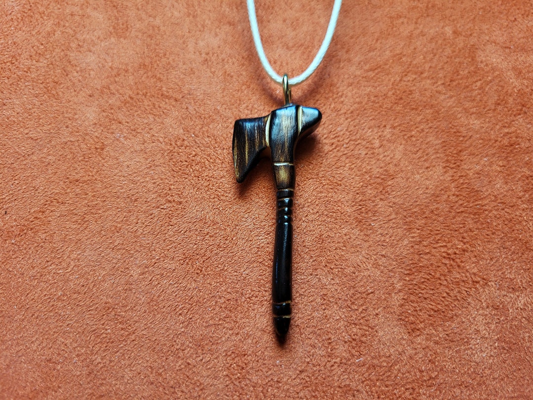 Wood Carved Axe Pendant, Viking Axe Pendant, Woodland Axe Necklace ...