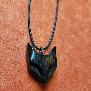 Wood Cat Face Pendant, Carved Feline Necklace, Wooden Kitty Charm, Hand ...