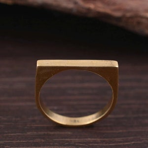 Flat Ring Brass Ring Simple Bar Ring Signet Ring Line - Etsy