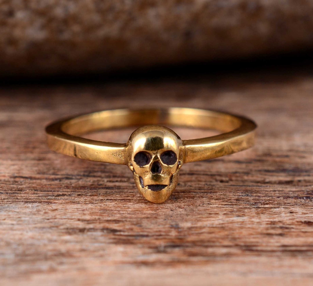 Gold Skull Ring, Dainty Skull Ring, Skull Stacking Ring, Tiny Skull ...