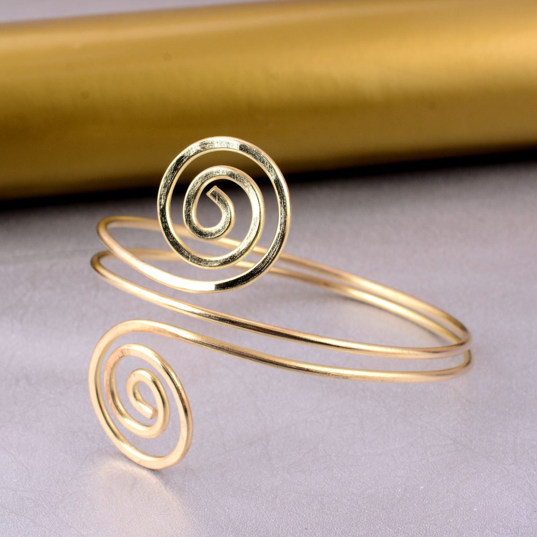 African Style Upper Arm Bangle Cuff Bracelet Jewelry, Gold Mandala Arm ...