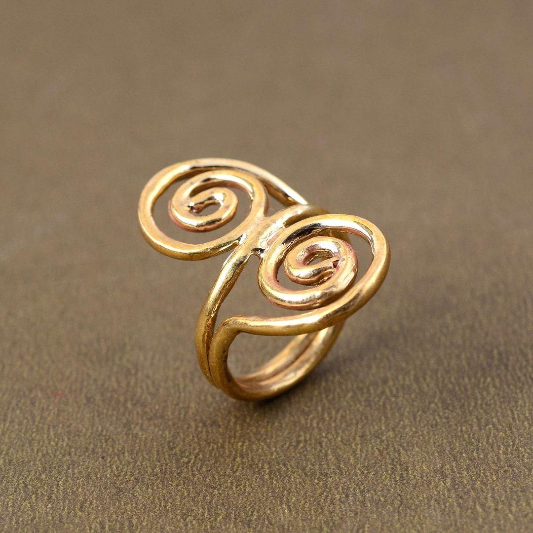 Spiral Ring, Double Coil Spiral Ring, Rings, Gift for Her, Brass Spiral ...