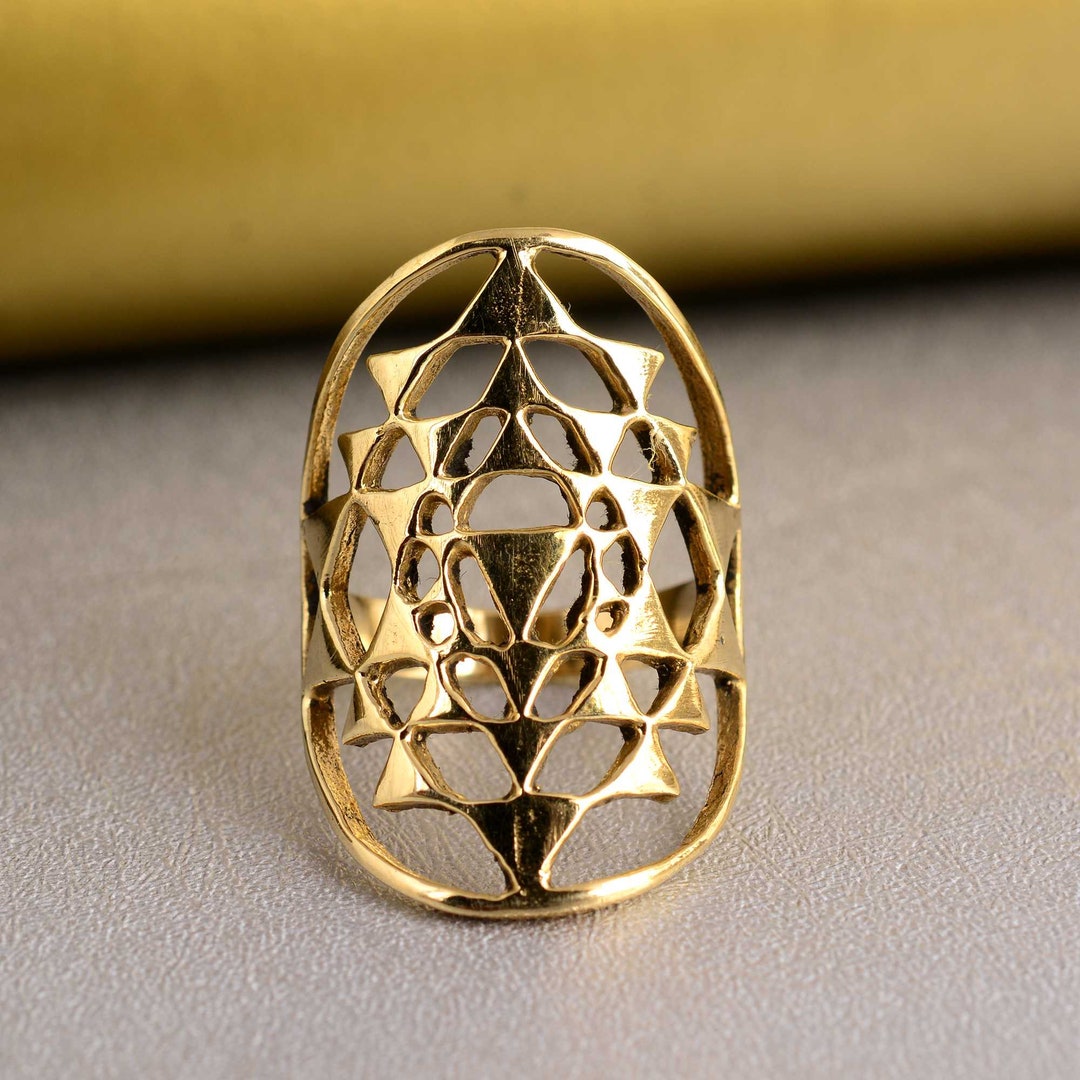 Sri Yantra Sacred Geometry Ring, Gold Sacred Geometry Jewelry ...