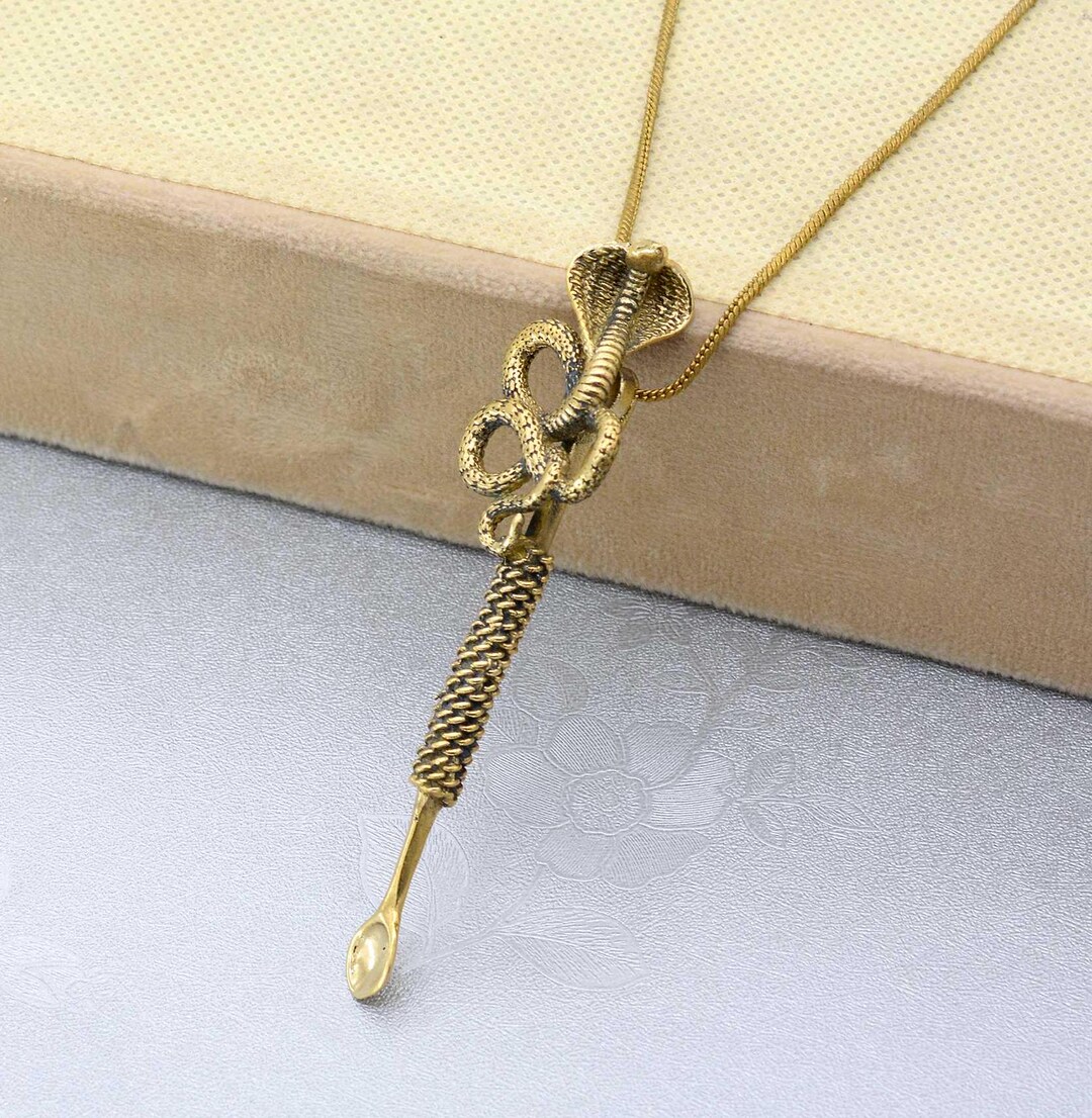 Vintage Brass Snake Spoon Pendant: Medicine Wax Tool Charm - Etsy