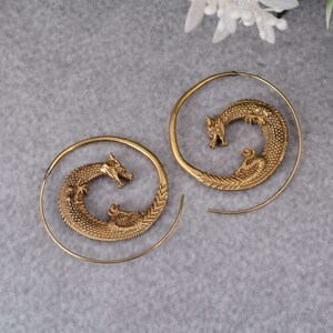 Dragon Hoop Earrings, Hoop Earrings, Dragon Hoops, Spiral Earrings ...