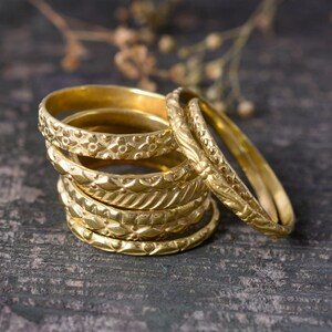 Gold Stacking Ring Set , Set of 8 Yellow Gold Stackable Rings , 14K ...