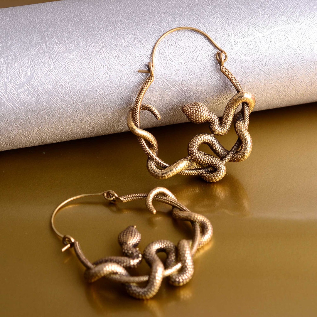 Snake Earrings, Hoop Earrings, Cobra Earrings, Snake Hoops, Snake Hoop ...