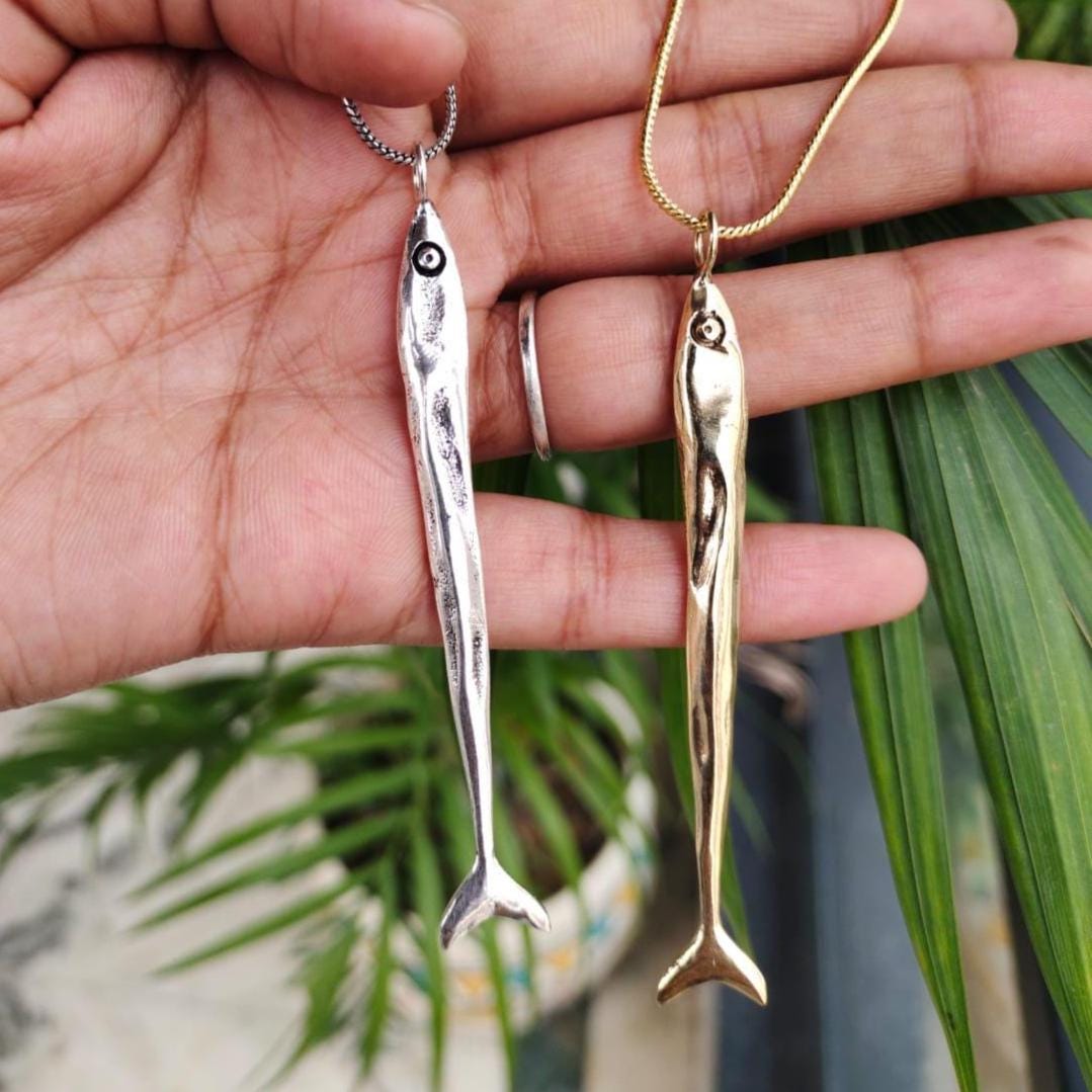 Handmade Sardine Fish Pendant Necklace: Unique Charm Jewelry - Etsy