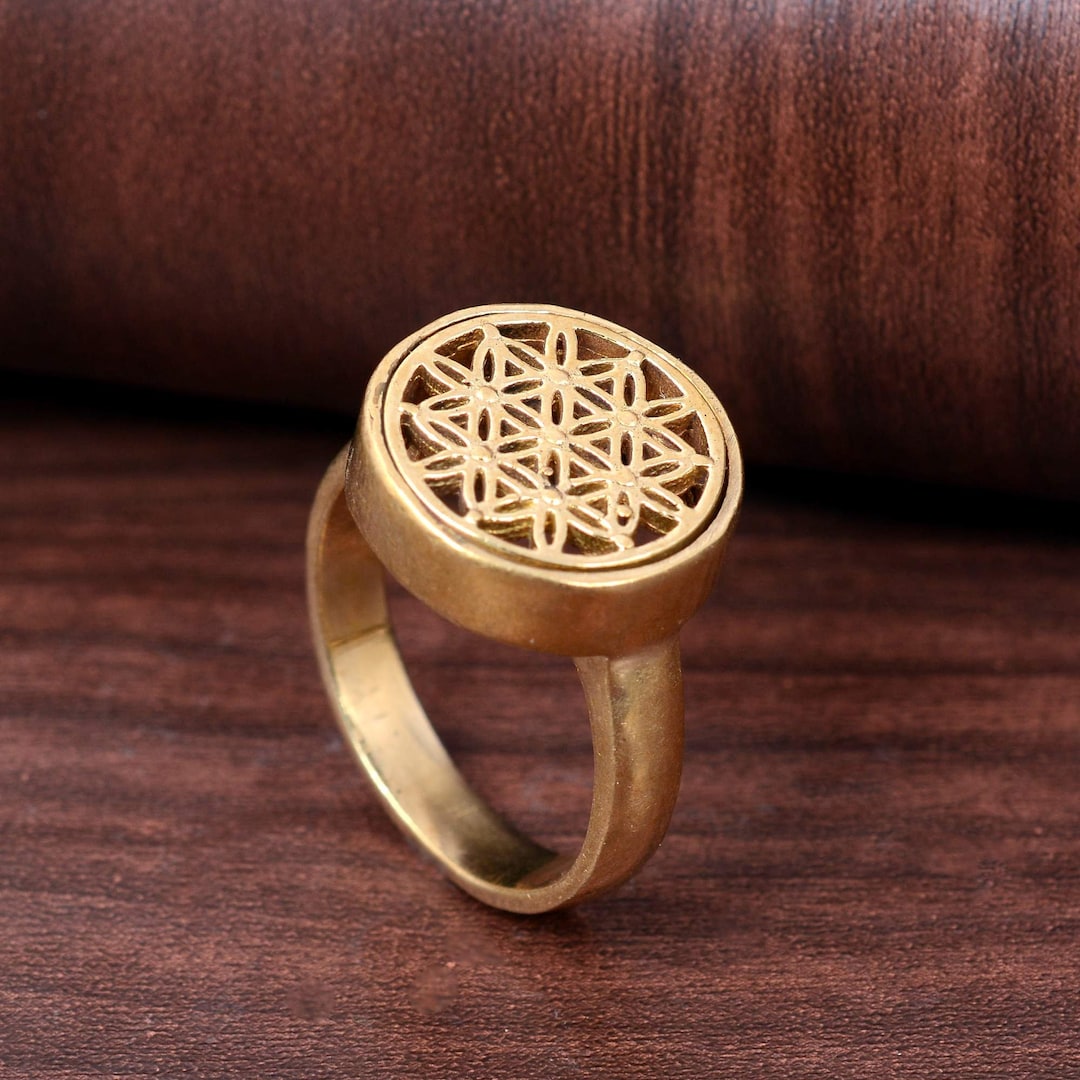 Flower of Life Ring, Signet Ring, Sacred Geometry Ring, Seed of Life ...