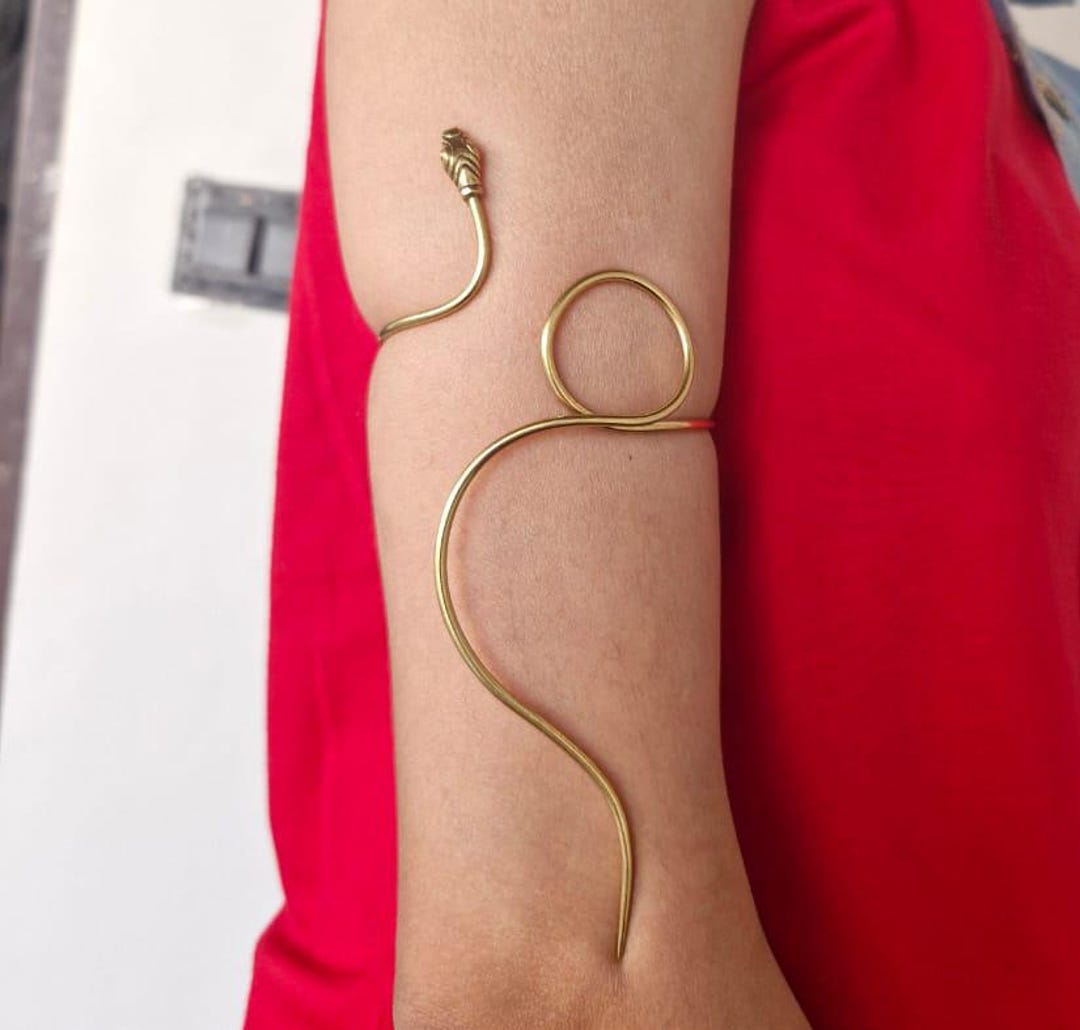 Gold Snake Arm Cuff: Adjustable Serpent Bangle - Etsy