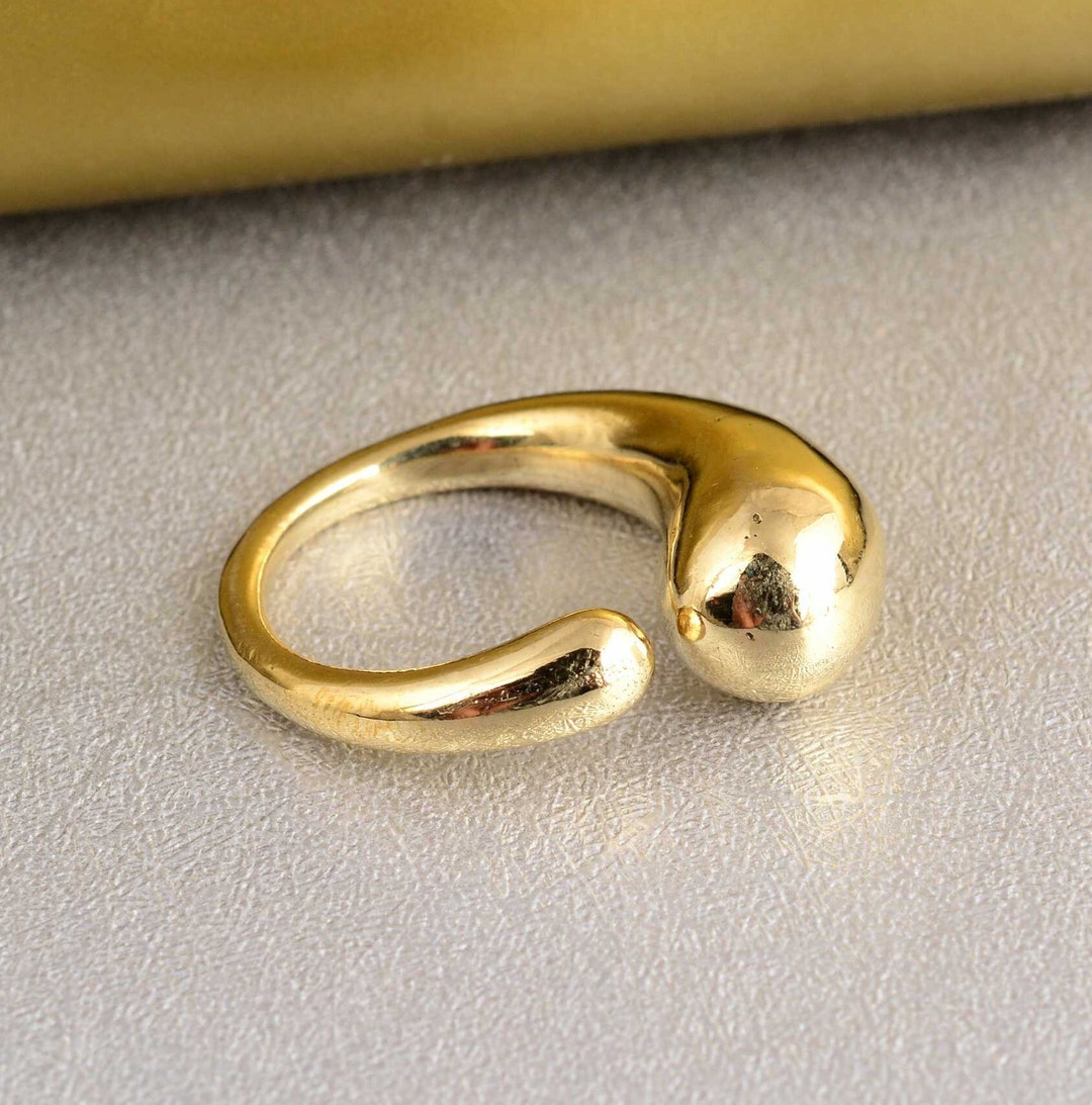 Bold Dome Wrap Open Ring in Gold, Smooth Double Drop Ring, Dual Bold ...