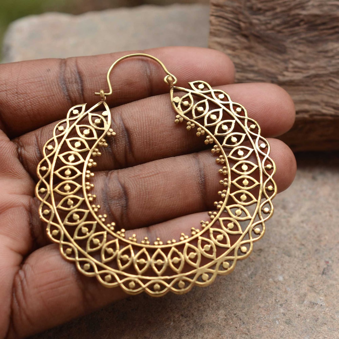Gold Plated Big Hoop Earrings: Oversized Circle Design - Etsy
