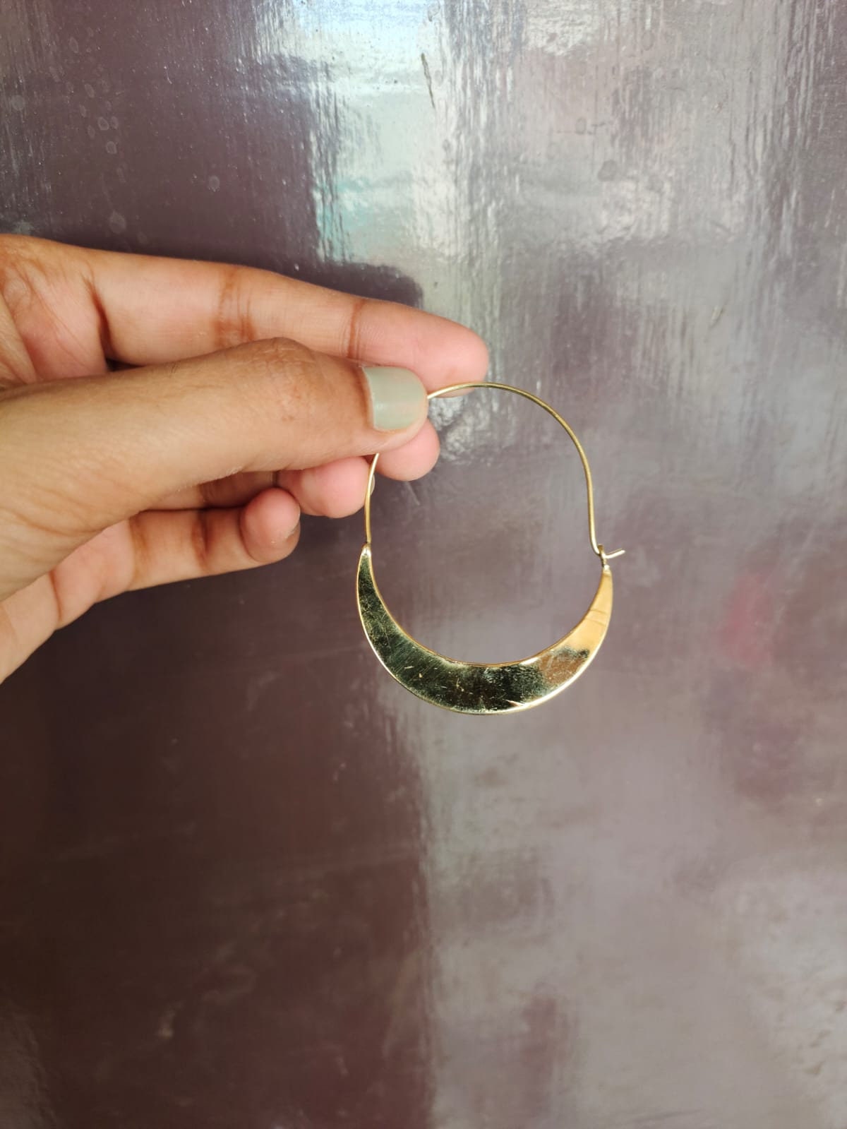 Gold Brass Half Moon Hoop Earrings: Tribal Crescent Jewelry - Etsy