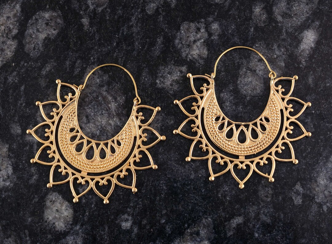 Mandala Earrings Ethnic Statement Hoop Earrings Tribal Sunburst ...